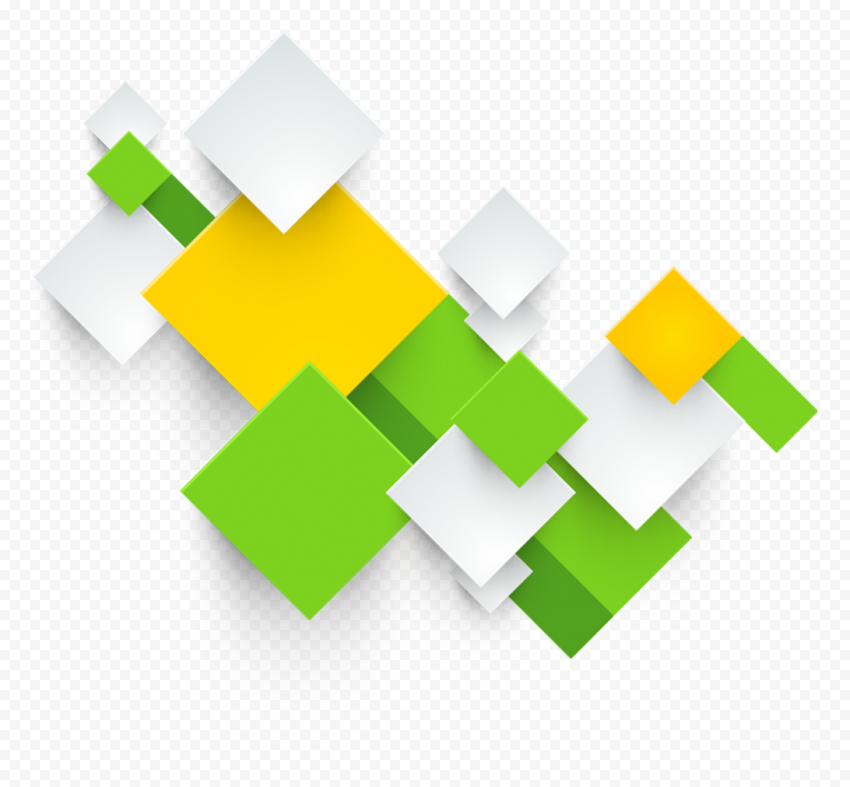Green, White & Yellow Square Shapes Abstract | Citypng