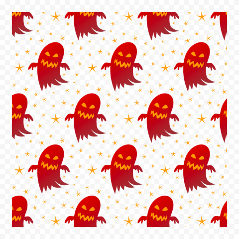 Halloween Red Cartoon Ghosts Seamless Pattern | Citypng