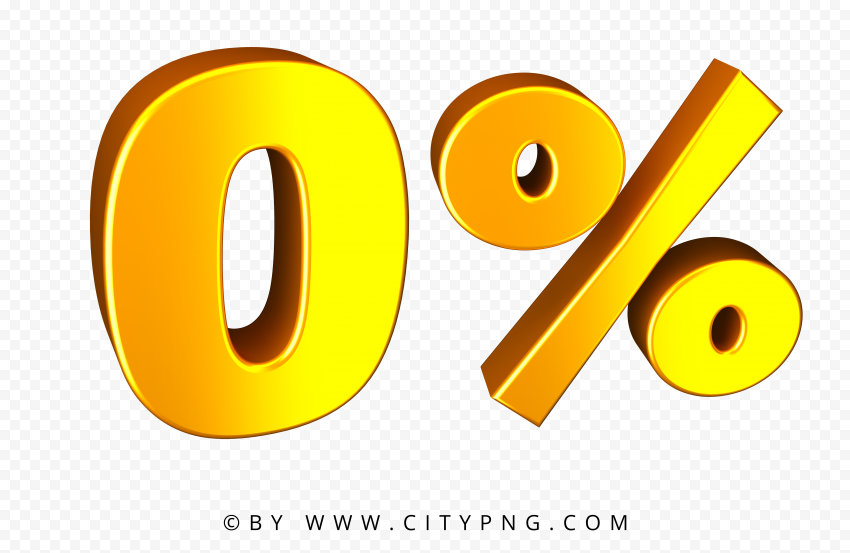 HD 0% Zero Percent Yellow Orange Text PNG | Citypng
