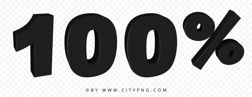 HD 100% One Hundred Percent Black 3D Text PNG | Citypng
