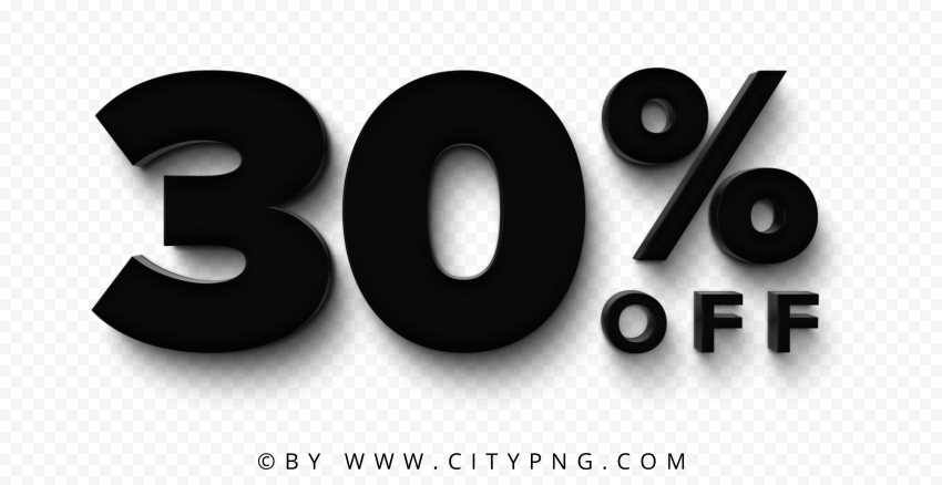 HD 30 Percent OFF Discount Black Text Logo Sign PNG | Citypng