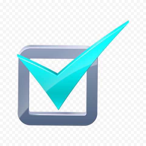 HD 3D Cyan Tick Mark In Silver Box Icon PNG | Citypng