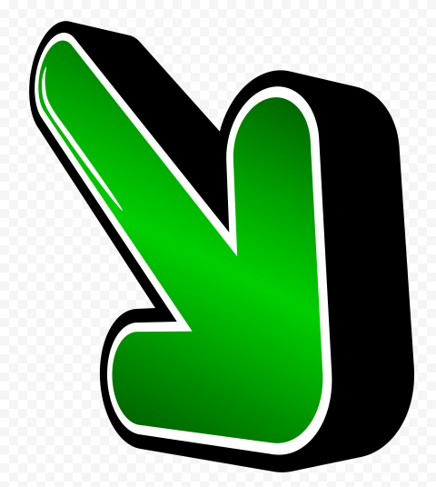 HD 3D Green Arrow Pointing Down Right PNG | Citypng