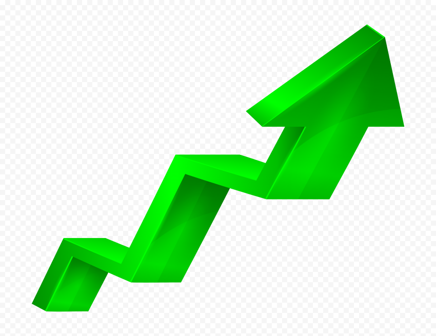 HD 3D Green Increase Development Growth Arrow Up Right PNG | Citypng