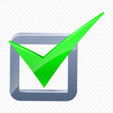 HD 3D Green Tick Mark In Silver Box Icon PNG | Citypng
