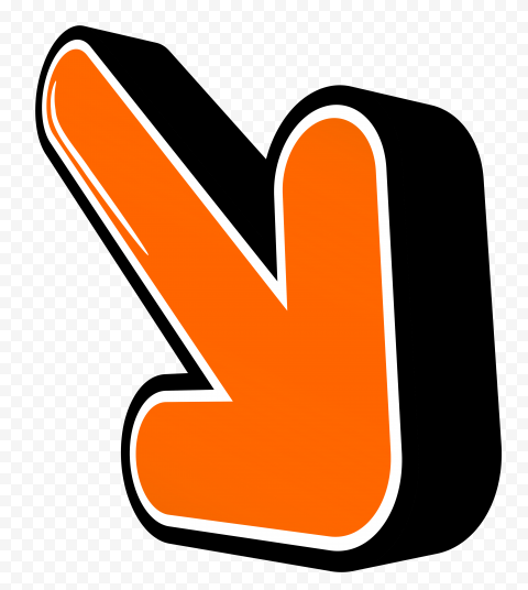 HD 3D Orange Arrow Pointing Down Right PNG | Citypng