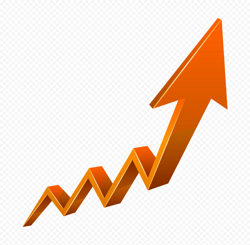HD 3D Upward Growth Orange Arrow PNG | Citypng