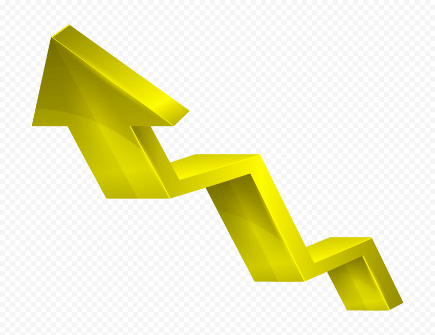 HD 3D Yellow Increase Arrow Up Left PNG | Citypng