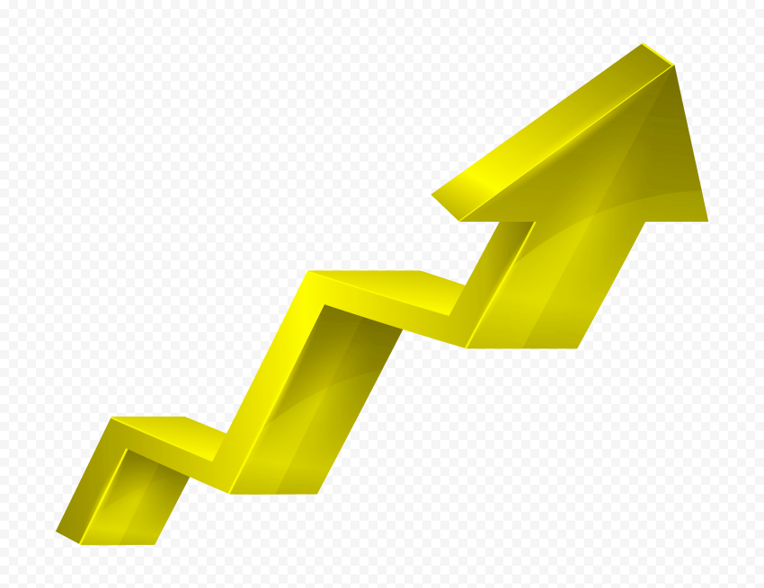 HD 3D Yellow Increase Development Growth Arrow Up Right PNG | Citypng