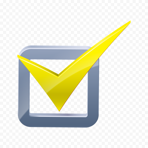 HD 3D Yellow Tick Mark In Silver Box Icon PNG | Citypng