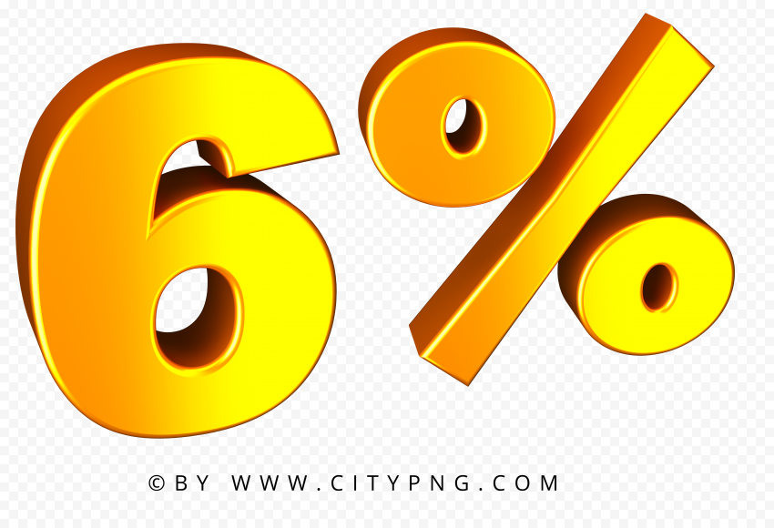 HD 6% Six Percent Yellow Orange Text PNG | Citypng