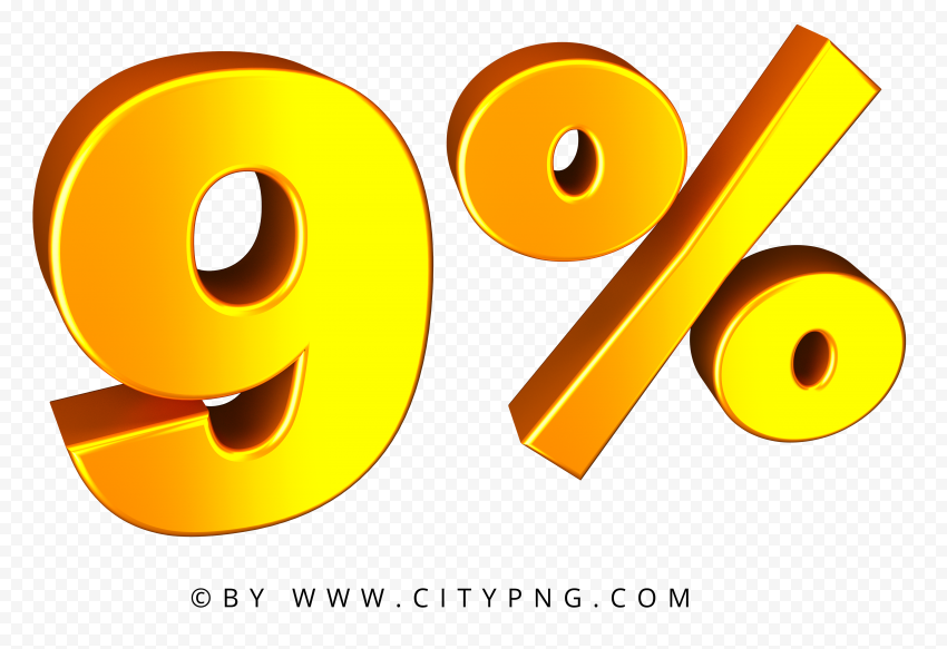 HD 9% Nine Percent Yellow Orange Text PNG | Citypng