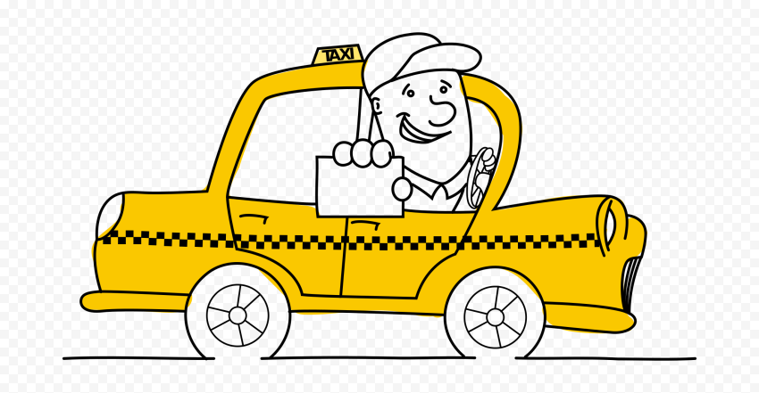 HD Art Line Drawing Taxi Cab PNG | Citypng