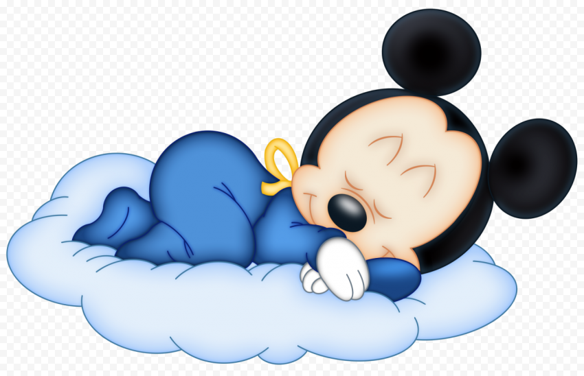 HD Baby Mickey Mouse Sleeping at Cloud PNG | Citypng
