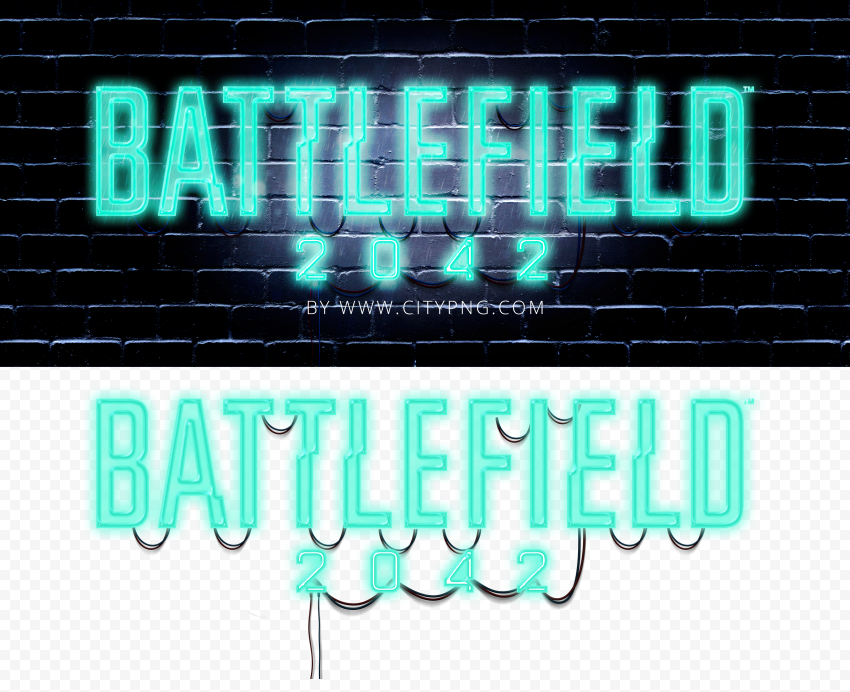 HD Beautiful Battlefield 2042 Neon Logo PNG | Citypng