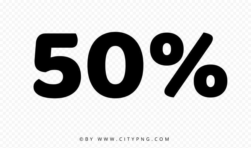 HD Black 50% Percent Text Number Transparent PNG | Citypng