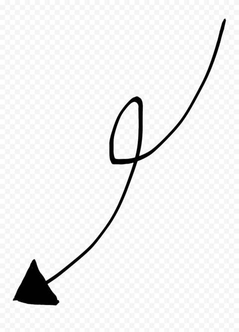 HD Black Line Art Drawn Arrow Pointing Down Left PNG | Citypng