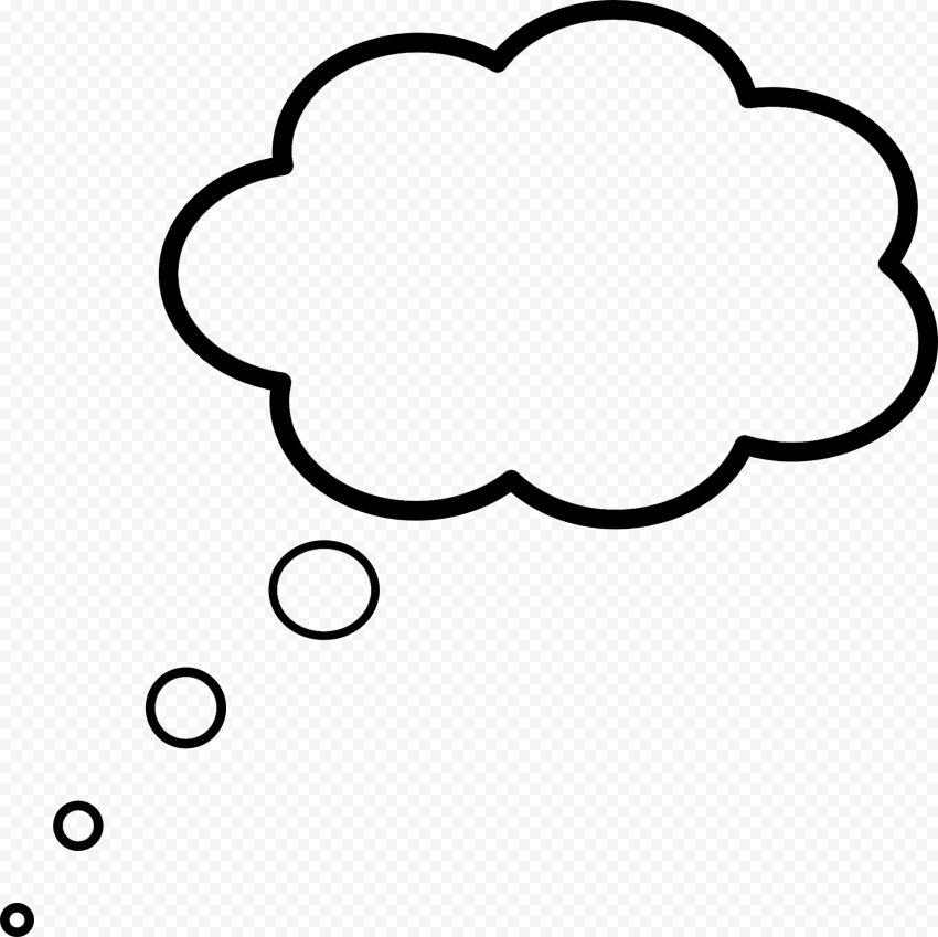 HD Black Outline Cartoon Thought Think Idea Cloud PNG | Citypng