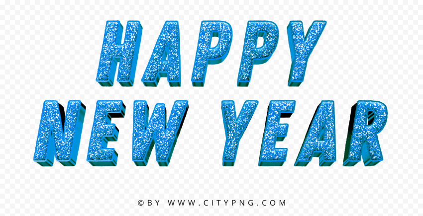 HD Blue Glitter Happy New Year Text Art Transparent PNG | Citypng