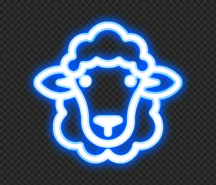 HD Blue Glowing Neon Sheep Head Face Icon PNG | Citypng