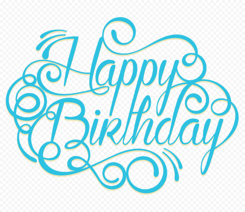 HD Blue Happy Birthday Calligraphy Text PNG | Citypng