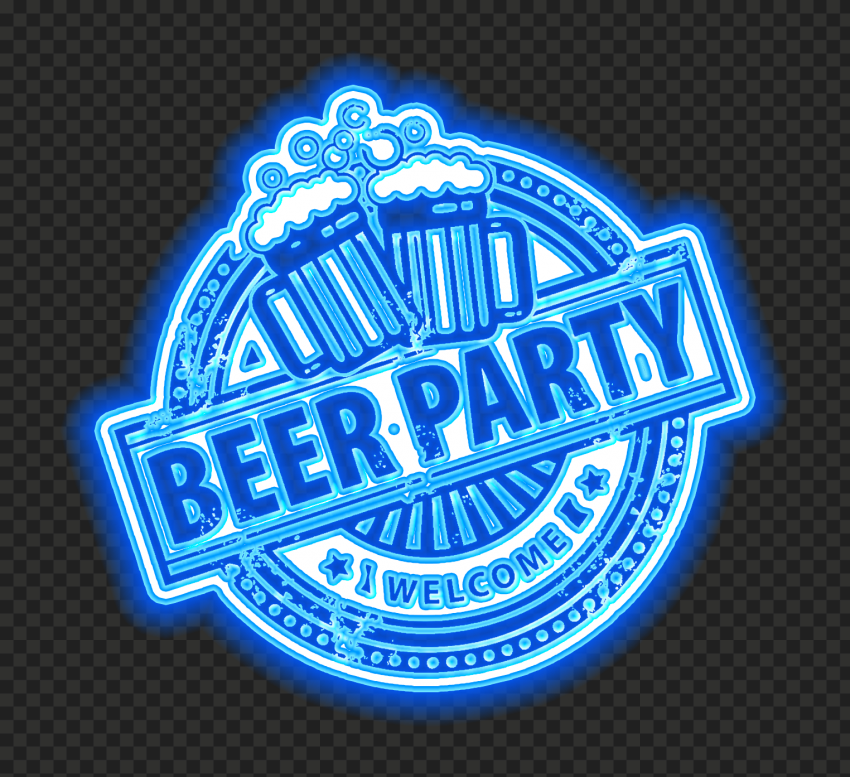 HD Blue Neon Beer Party Logo PNG | Citypng