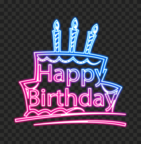 HD Blue & Pink Happy Birthday Glowing Neon Sign PNG | Citypng