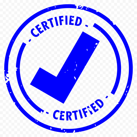 HD Blue Round Certified Stamp With Check Mark Transparent PNG | Citypng