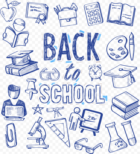 HD Blue School Back To School Pattern PNG | Citypng