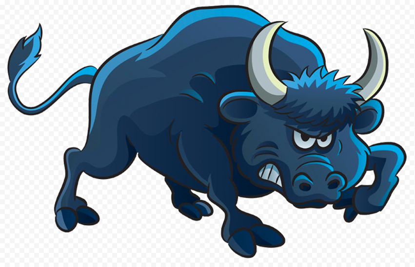 HD Cartoon Blue Angry Taurus Bull PNG | Citypng