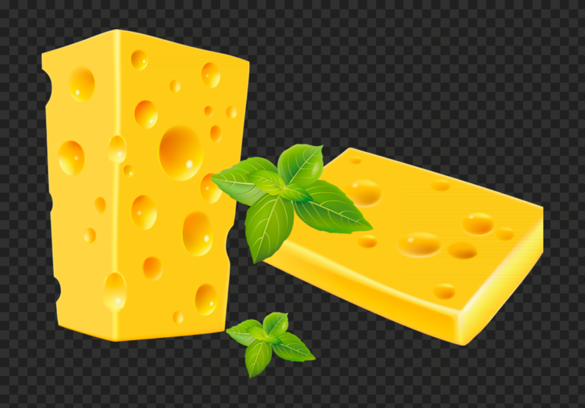 HD Cartoon Cheese Bar With Green Leaves PNG | Citypng