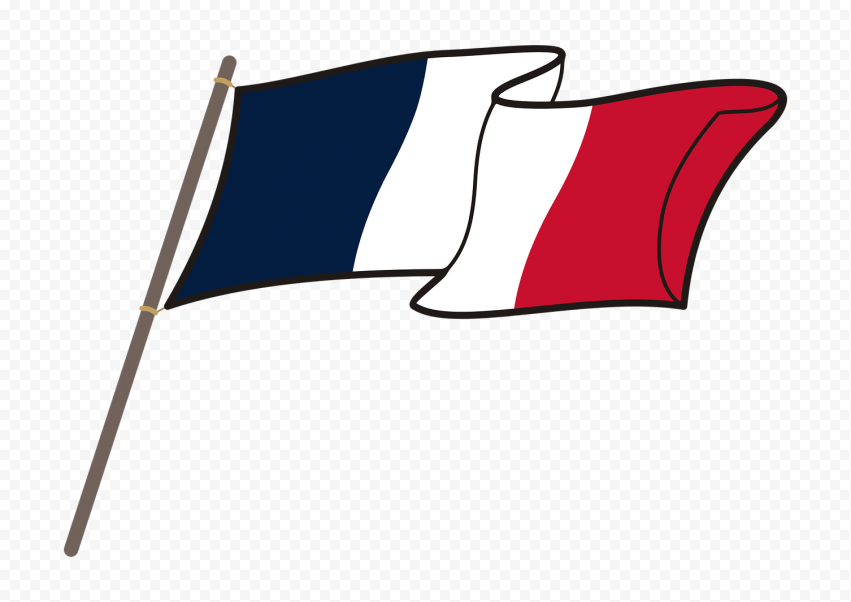HD Cartoon Clipart France Flag On Wooden Pole PNG | Citypng