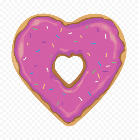 HD Cartoon Donut Heart Shaped PNG | Citypng