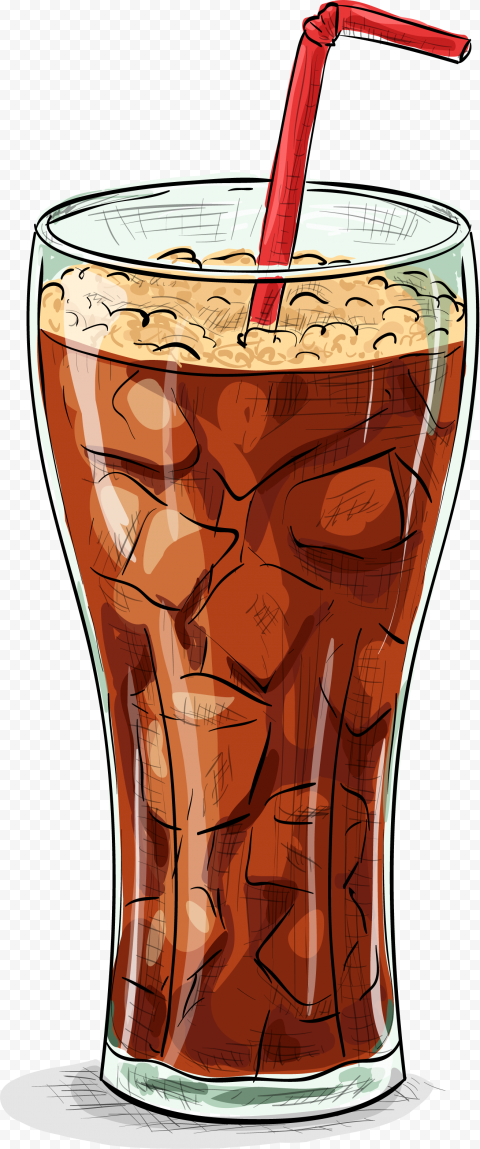 HD Cartoon Fizzy Drink Coca-Cola Glass With Ice PNG | Citypng