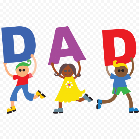 HD Cartoon Kids Holding DAD Letters PNG | Citypng