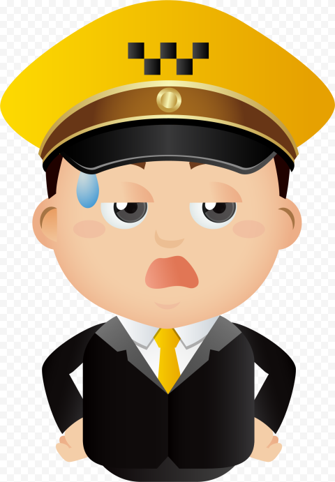 HD Cartoon Tired Taxi Cab Driver Character PNG | Citypng