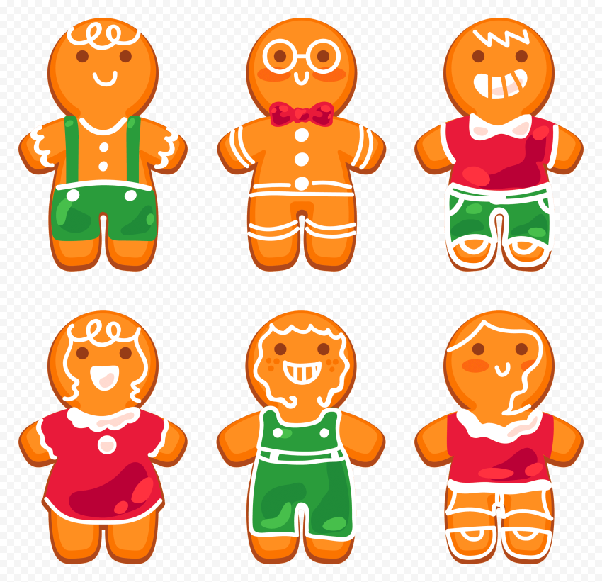 HD Cartoon Vector Gingerbread Characters PNG | Citypng