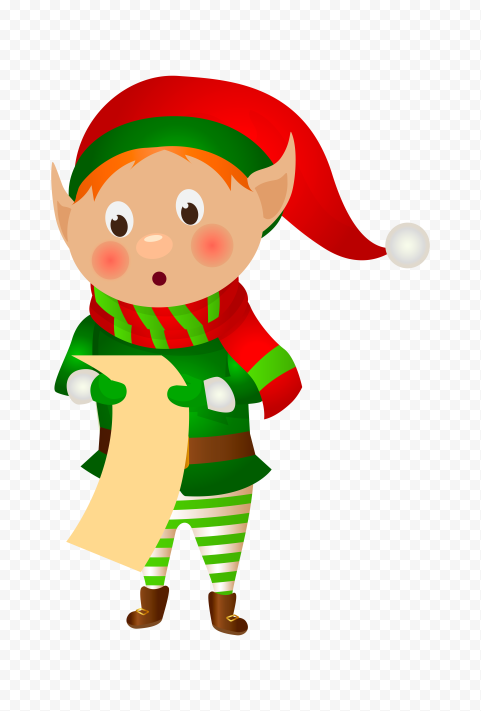 HD Christmas Elf Cartoon Character Holding Paper PNG | Citypng
