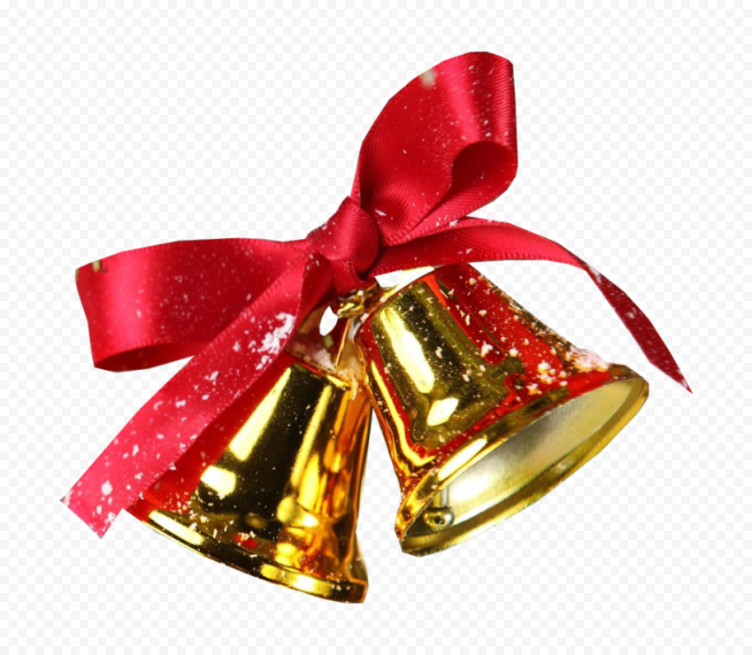 HD Christmas Gold Bell With Red Ribbon Bow PNG | Citypng