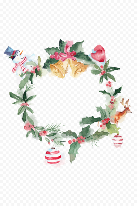 HD Christmas Watercolor Wreath Transparent PNG | Citypng