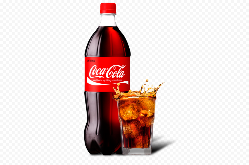 HD Coca Cola Plastic Bottle With Glass Splash PNG | Citypng