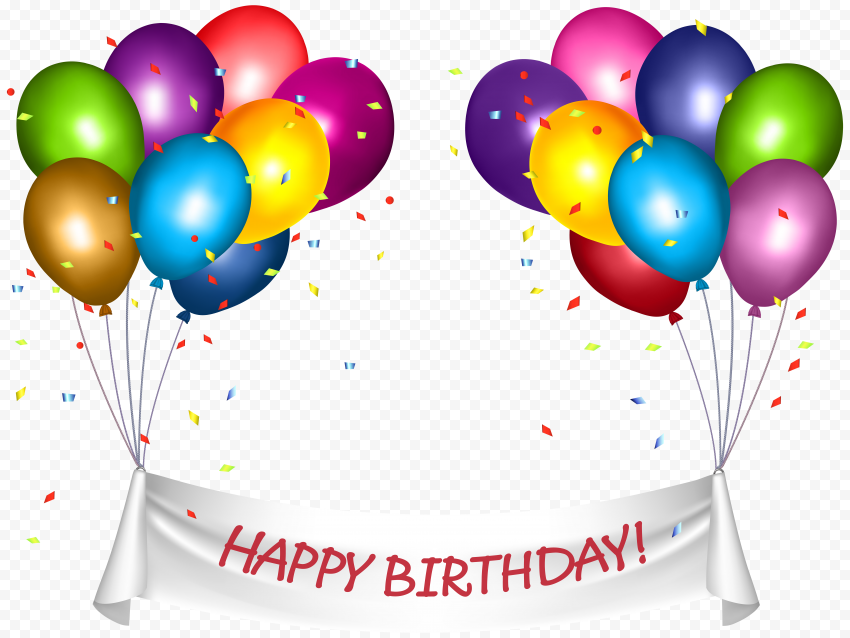 HD Colorful Balloons Flying With Happy Birthday Wish PNG | Citypng