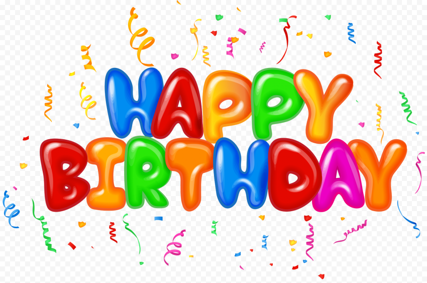HD Colorful Happy Birthday With Streamers PNG | Citypng