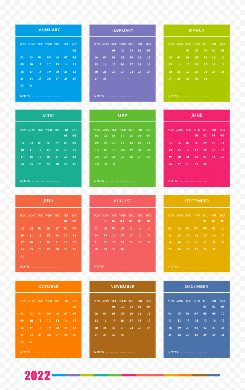 HD Creative Colorful 2022 Calendar PNG | Citypng
