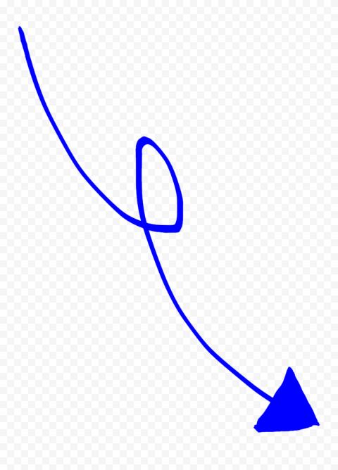 HD Blue Line Art Drawn Arrow Pointing Down Left PNG | Citypng