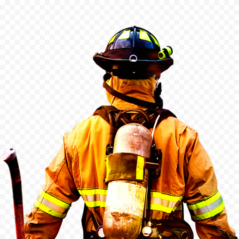 HD Firefighter Fireman Back View With Axe PNG | Citypng