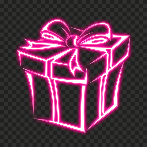 HD Glowing Pink Neon Gift Box PNG | Citypng