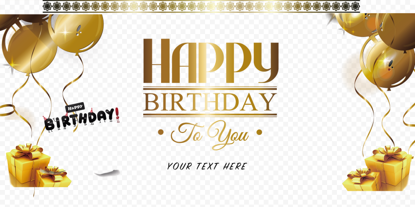 HD Gold Happy Birthday Greeting Card Wish PNG | Citypng