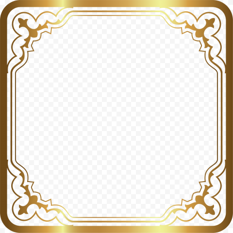 Golden Elegant Square Frame Transparent Background | Citypng