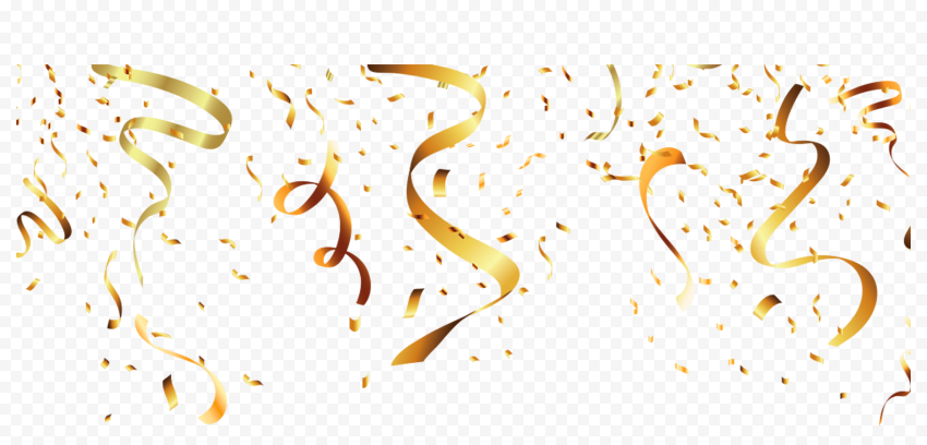 HD Golden Ribbons Confetti Party Christmas PNG | Citypng